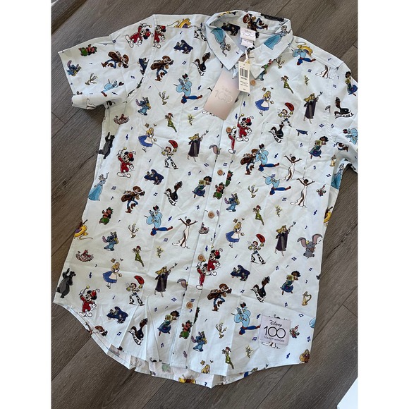 Disney | Shirts | New Disney 0 Character Portraits Allover Print Woven ...
